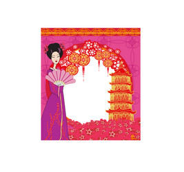 Abstract asian landscape Royalty Free Vector Image