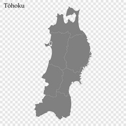 Tohoku region location within japan map Royalty Free Vector