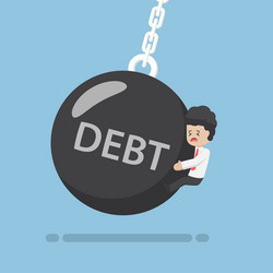 Business man with debt Royalty Free Vector Image