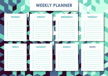 Weekly planner design Royalty Free Vector Image