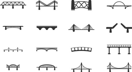 Bridge icons set flat style Royalty Free Vector Image