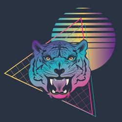 Tiger retro 80s style Royalty Free Vector Image