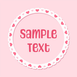 Round scalloped frame with hearts pattern pastel Vector Image