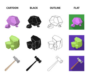 Crystals iron ore precious minerals Royalty Free Vector