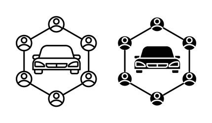 Carpool share icon set carsharing service symbol Vector Image