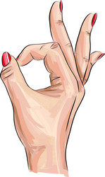 Hand gesture sketch zero sign or okay symbol Vector Image