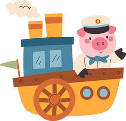 Ship with frog captain Royalty Free Vector Image