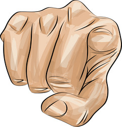 Finger point in front view hand drawn fist Vector Image