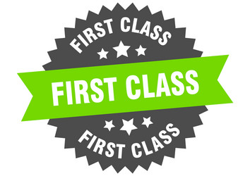 First class sign class black round ribbon Vector Image