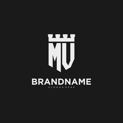 Initials mb logo monogram with shield Royalty Free Vector