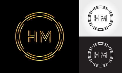 Hm script logo design template initial Royalty Free Vector