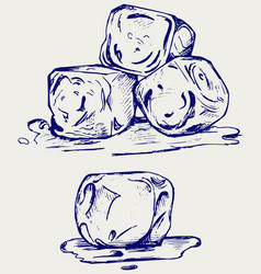 Ice cubes isolated sketches cold pieces cooling Vector Image