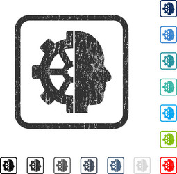 Intellect gear icon rubber watermark Royalty Free Vector