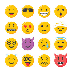 Set of cute smiley emoticons Royalty Free Vector Image