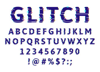 Glitch font set on white Royalty Free Vector Image