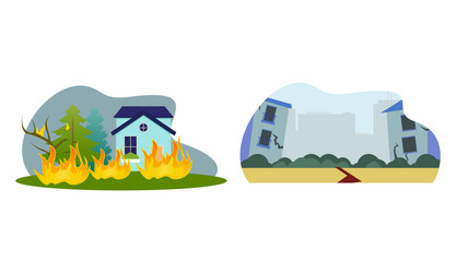 Natural disaster scenes different elemental Vector Image