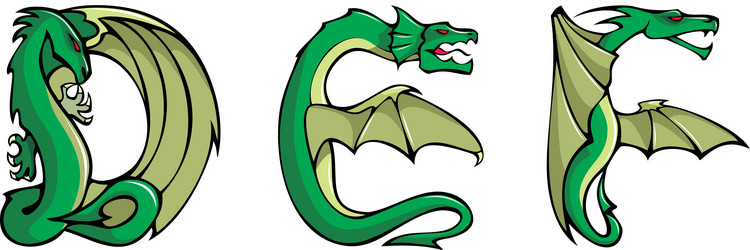 Dragons alphabet pqr Royalty Free Vector Image