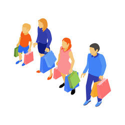 Family buying food in grocery store cartoon Vector Image