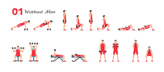 Home workout set bodyweight exercise Royalty Free Vector