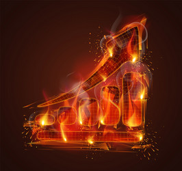 3d symbol on fire with smoke and sparks a dark Vector Image