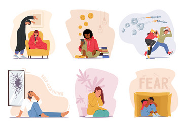 Human fears concept with characters afraid Vector Image