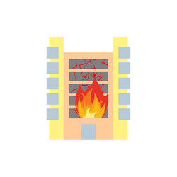 Fire in building flames from office windows arson Vector Image