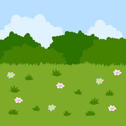 Green field with grass lawn bushes Royalty Free Vector Image