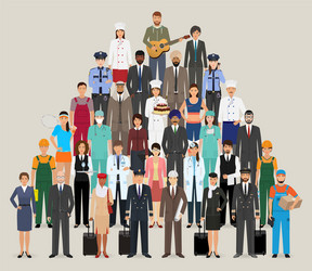 Mix race people crowd different occupation Vector Image