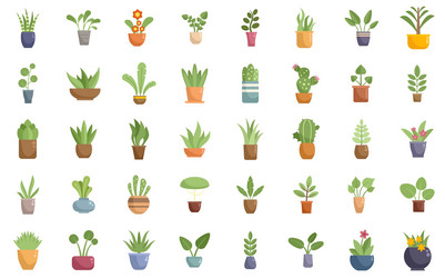100 plants icon set simple style Royalty Free Vector Image