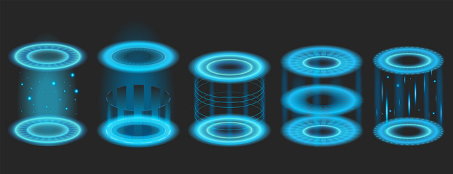 Neon circles in set various colors glow Royalty Free Vector