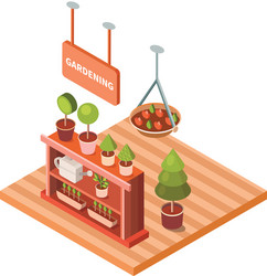 Isometric flowers in pot Royalty Free Vector Image