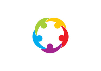 Hands circle teamwork logo Royalty Free Vector Image