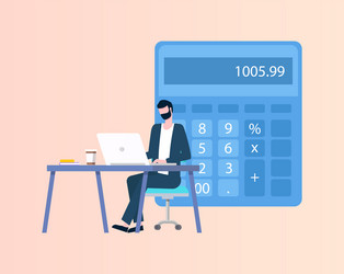 Accountant doing electronic counting laptop Vector Image