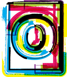 Colorful grunge font letter o Royalty Free Vector Image