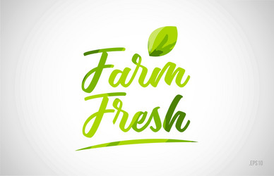 Fresh produce word text with green leaf logo icon Vector Image
