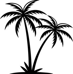 Silhouette of palm trees with ornamental swirls Vector Image