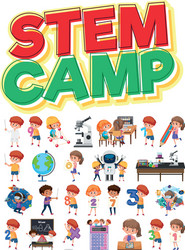 Science kids logo and set children Royalty Free Vector Image