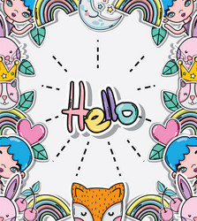 Hello cute card Royalty Free Vector Image - VectorStock