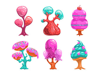Caramel trees collection sweet plant made from Vector Image