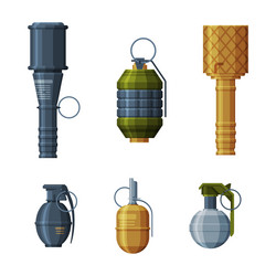 Grenade projector and shell as explosive weapon Vector Image