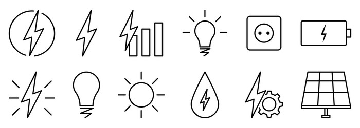 Eco energy and electricity icon set Royalty Free Vector