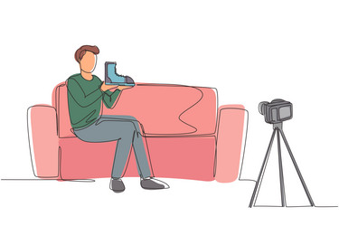 Continuous one line drawing photographers Vector Image