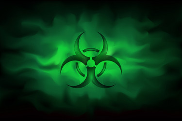 Biohazard dangerous sign on green slime background