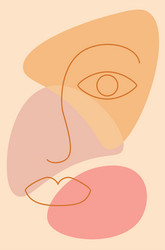 Modern line art face with shapes Royalty Free Vector Image