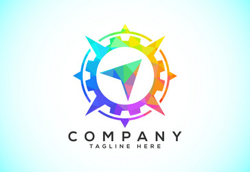Polygonal compass concept logo design compass low Vector Image