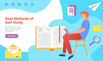 Best methods of self study landing page template Vector Image