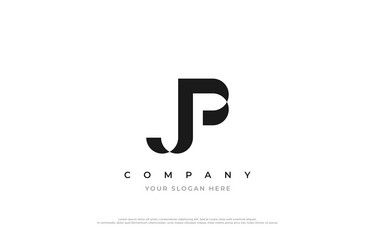 Minimal initial letter jp logo design Royalty Free Vector