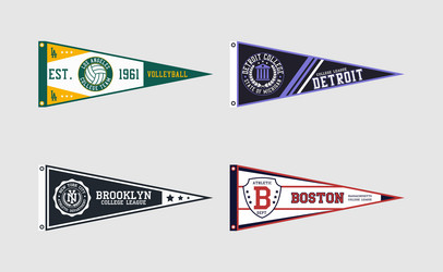 Pennant flag set for college teams Royalty Free Vector Image
