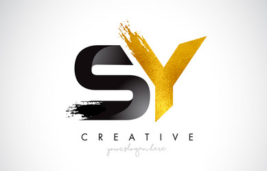 Sy letter design with brush stroke and modern 3d Vector Image