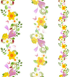Collection horizontal seamless borders with spring